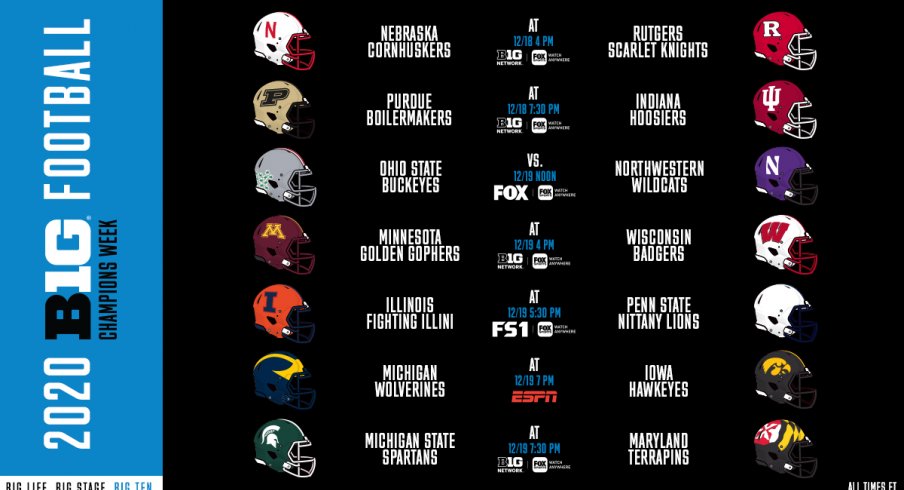 Big Ten Releases Championship Week Slate Headlined by Ohio State vs. Northwestern in the Big Ten Championship Game Eleven Warriors