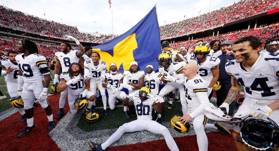 Michigan Enshrines Maize and Blue Flag Planted on Ohio Stadium's Turf ...